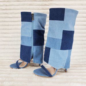 Cape Robbin | Shoes | Paris Denim Patchwork Stiletto Fold Over Skirted ...